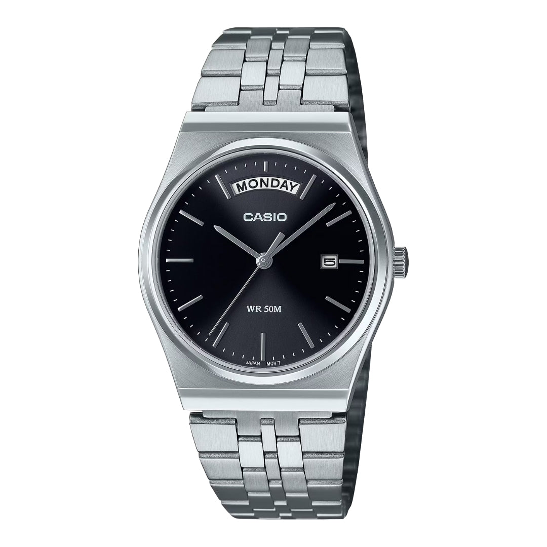 Casio Analog Steel Day-Date 35mm Stainless Steel Band – Watch Republic PH